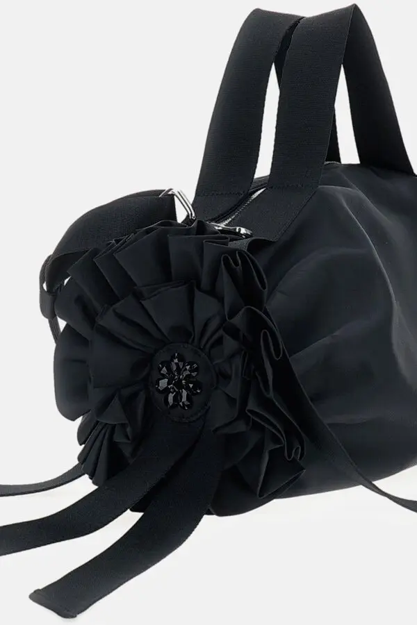 Simone Rocha Large Double Ribbon Rosette Bag With Embroidery