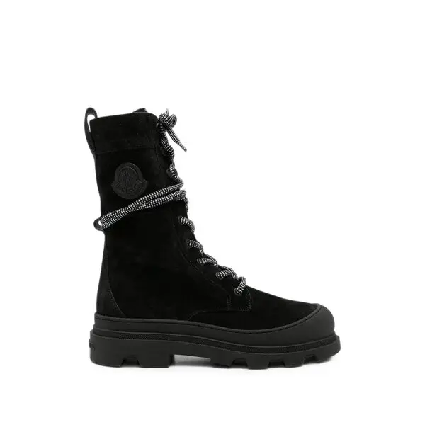 Moncler Suede Lace-up Boots - Black