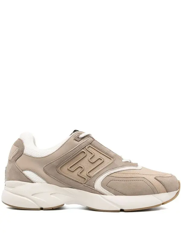 Fendi Leather And Rubber Trainers - Cream