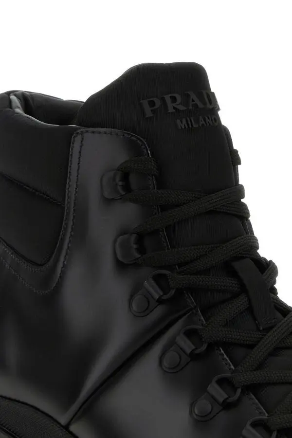 Prada Re-nylon And Leather Brixxen Ankle Boots