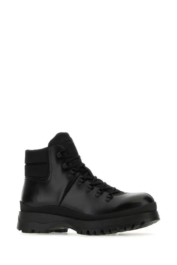 Prada Re-nylon And Leather Brixxen Ankle Boots