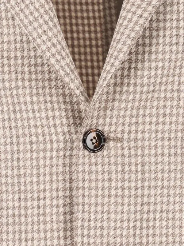 Tagliatore Houndstooth Blazer In Wool And Silk - Cream