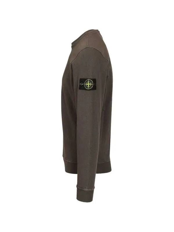 Stone Island Sweatshirt In Malfilé Cotton - Black