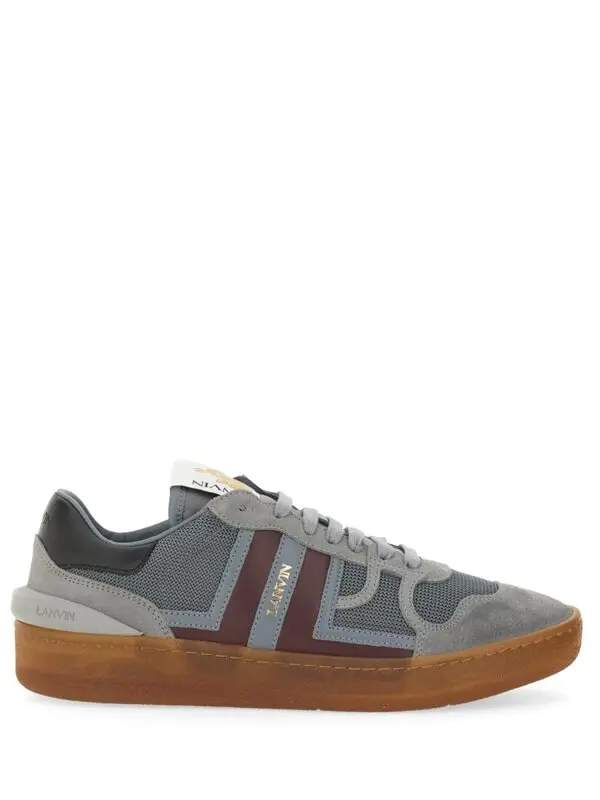 LANVIN Mesh, Suede And Nappa Leather Sneaker - Gray