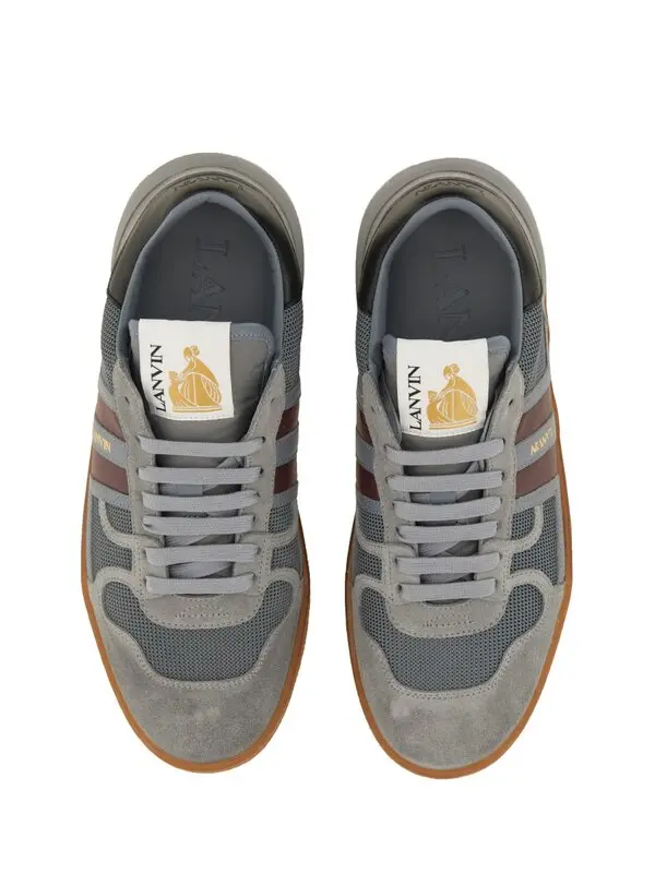 LANVIN Mesh, Suede And Nappa Leather Sneaker - Gray