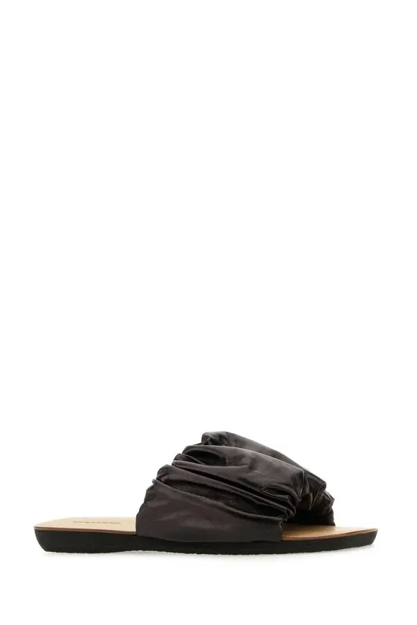 JIL SANDER Dark Leather Slippers