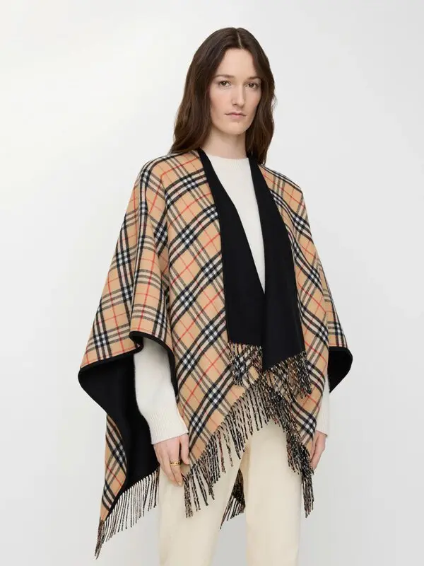 Burberry Reversible Check Wool Cape