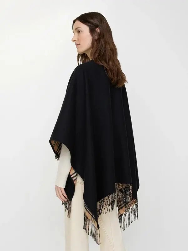 Burberry Reversible Check Wool Cape - Black