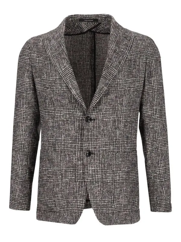 Tagliatore Prince Of Wales Alpaca Blend Blazer - Black