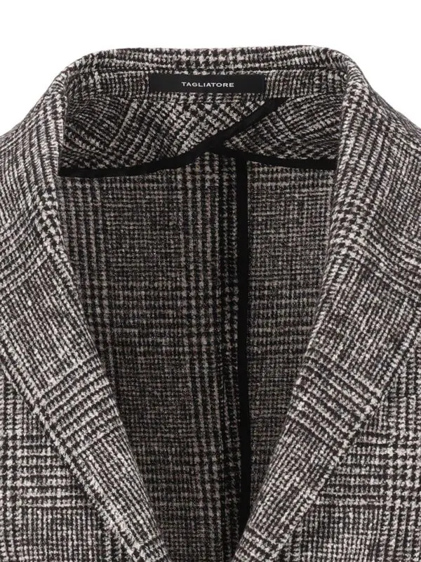 Tagliatore Prince Of Wales Alpaca Blend Blazer - Black