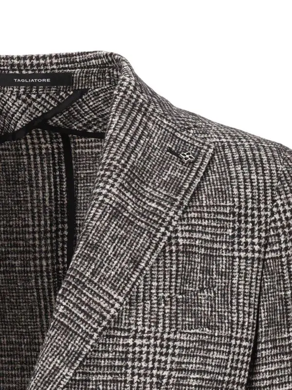 Tagliatore Prince Of Wales Alpaca Blend Blazer - Black