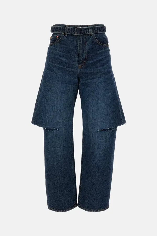 Sacai Layered Straight-leg Denim Pants - Multicolor