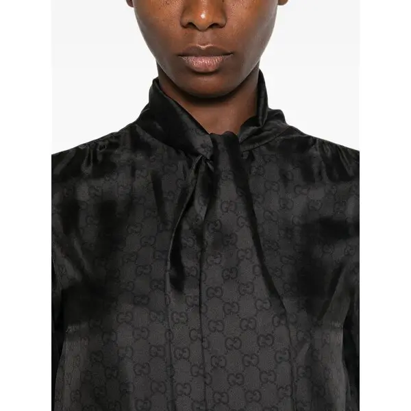 Gucci Silk Gg Supreme Pussy-bow Blouse