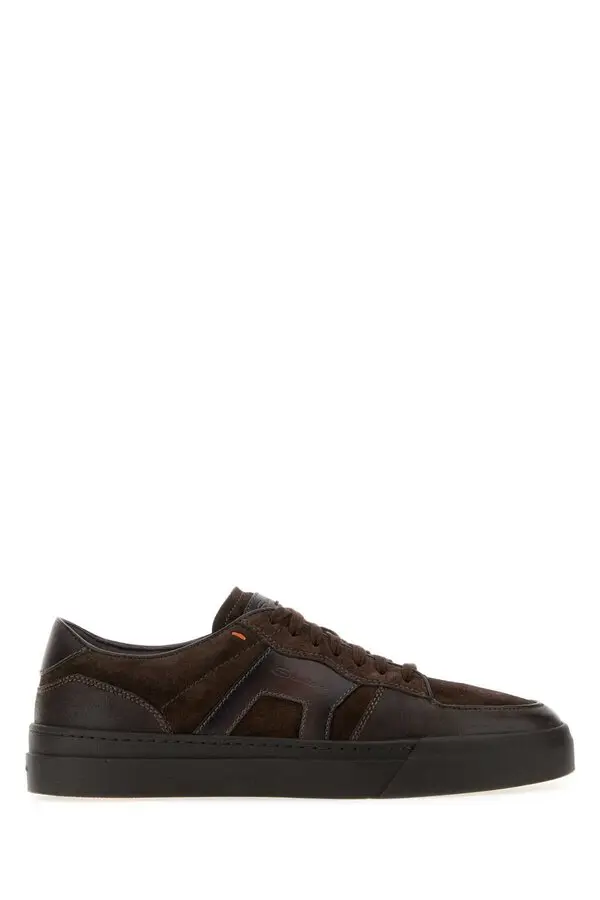Santoni Leather And Suede Dbs-sport Sneakers