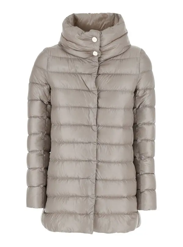 Herno Amelia' Down Jacket With High Collar With Buttons In Tech Fabric For - Gray