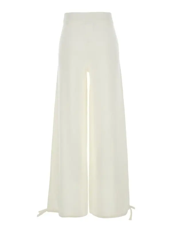 Max Mara Nigeria' Pants With Elastic Waist And Wide Leg In Wool - White