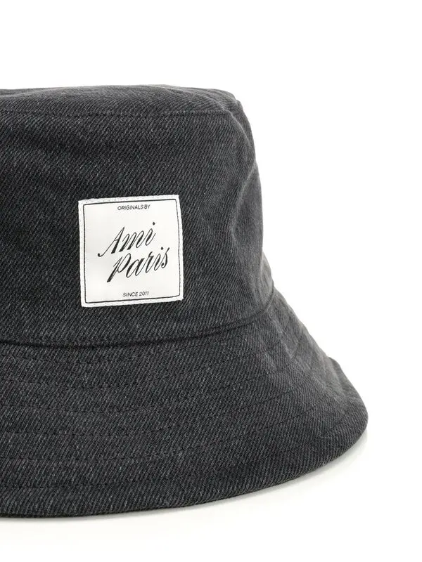 AMI Paris Denim Bucket Hat - Black