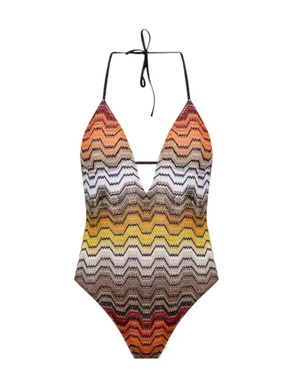 Missoni Halter-neck Swimsuit With Zigzag Pattern - Multicolor