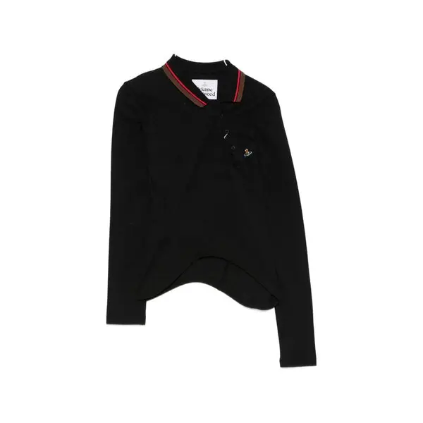 VIVIENNE WESTWOOD Asymmetric Organic Cotton Polo Top - Black