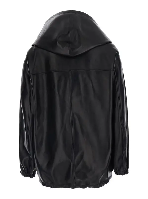 Balenciaga Leather Hooded Jacket - Multicolor