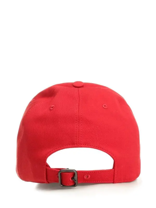 Burberry Embroidered Thistle Cotton Cap - Red
