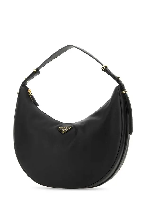 Prada Leather Big Arqué Handbag - Black