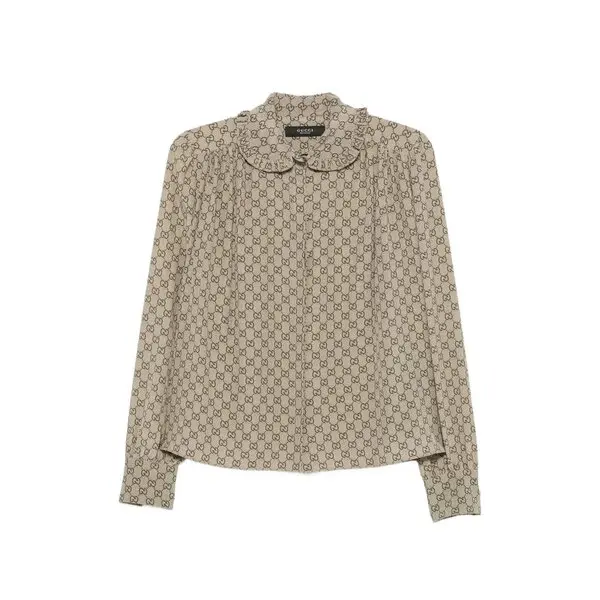 Gucci Gg Supreme Silk Shirt - Cream