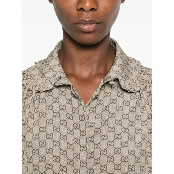 Gucci Gg Supreme Silk Shirt - Cream