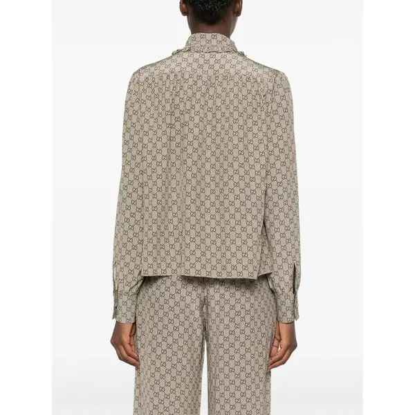 Gucci Gg Supreme Silk Shirt - Cream