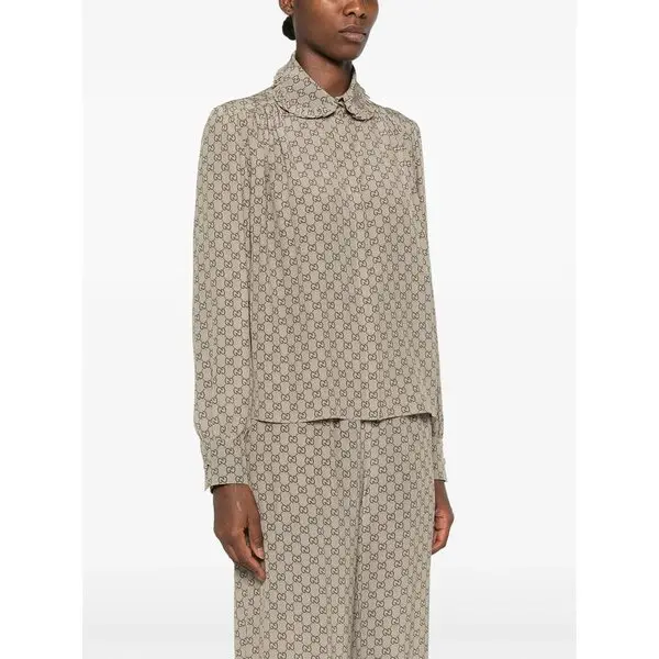 Gucci Gg Supreme Silk Shirt - Cream