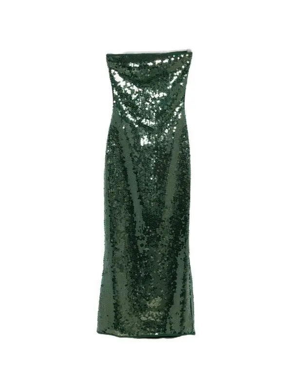 Oseree Sequin Midi Dress - Green