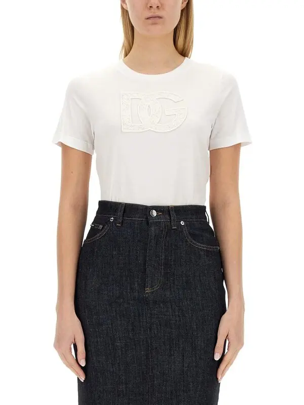 Dolce & Gabbana T-shirt With Logo Patch - White