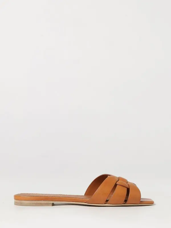 Saint Laurent Smooth Calf Leather Low-heeled Mule Sandals - Multicolor