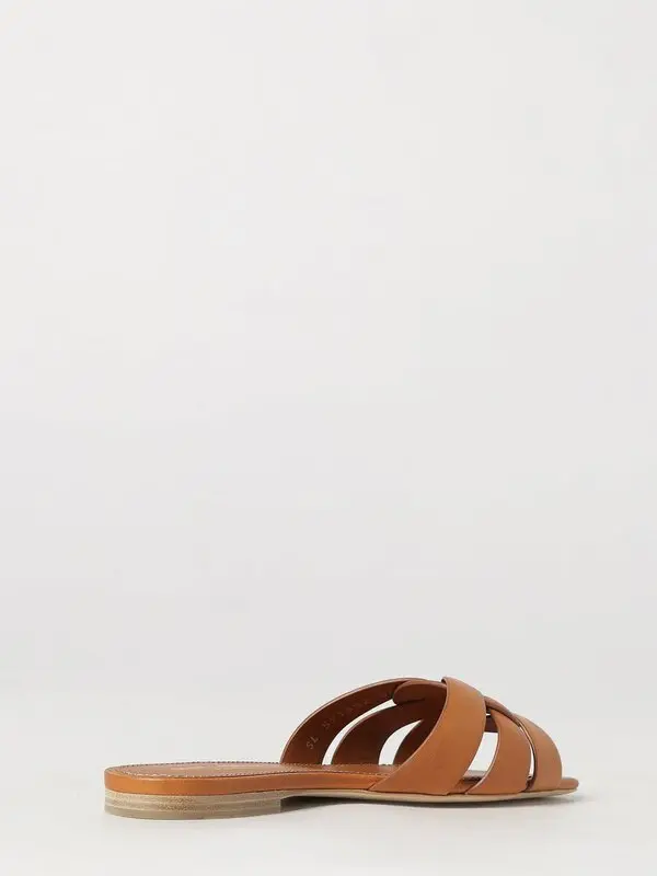 Saint Laurent Smooth Calf Leather Low-heeled Mule Sandals