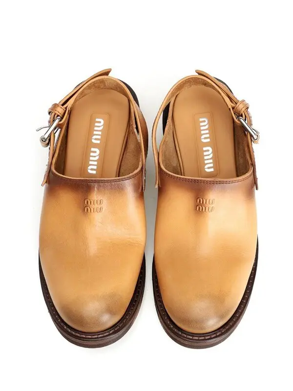 Miu Miu Leather Mules - Cream