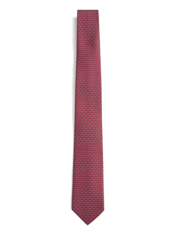 FERRAGAMO Monogram Silk Neck Tie - Multicolor