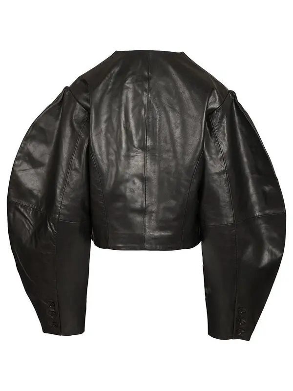 ROTATE BY BIRGER CHRISTENSEN Fitted Leather Jacket - Black