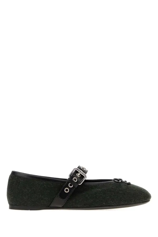 Miu Miu Bottle Flannel Ballerinas - Green