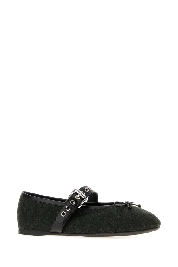Miu Miu Bottle Flannel Ballerinas - Green