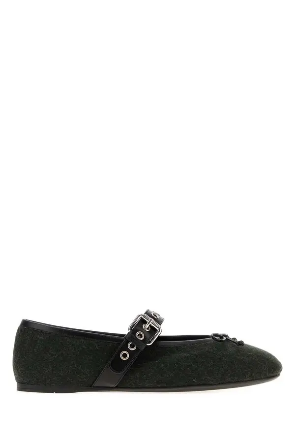 Miu Miu Flannel Ballerinas - Green