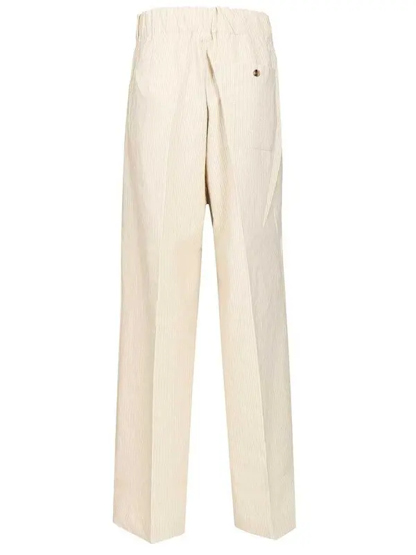 Dries Van Noten Striped Wide Leg Trousers - White