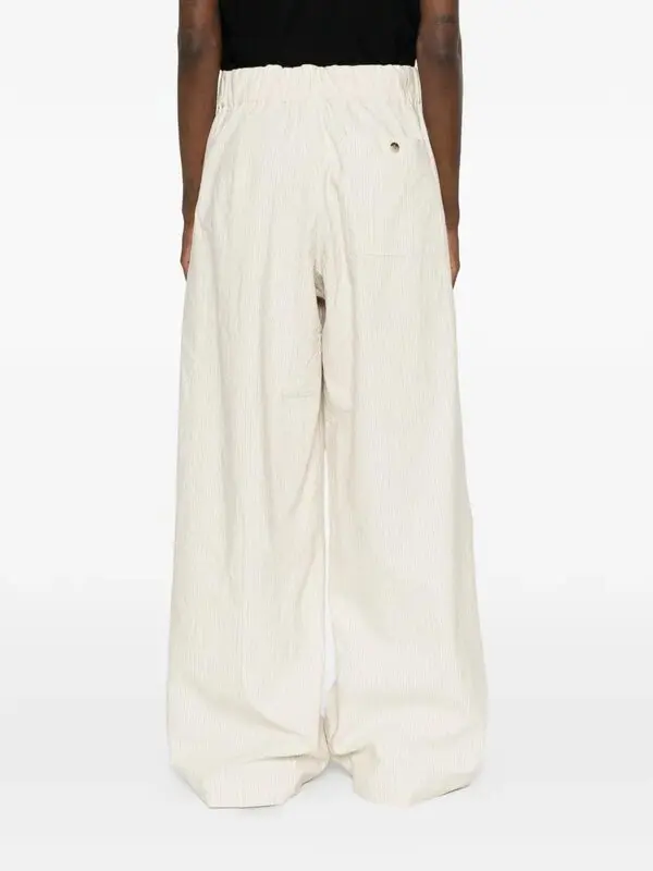 Dries Van Noten Striped Wide Leg Trousers - White