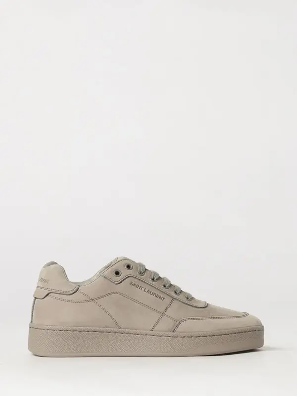 Saint Laurent Sl/61 Low-top Sneakers In Nubuck Leather With Embossed Logo - Gray