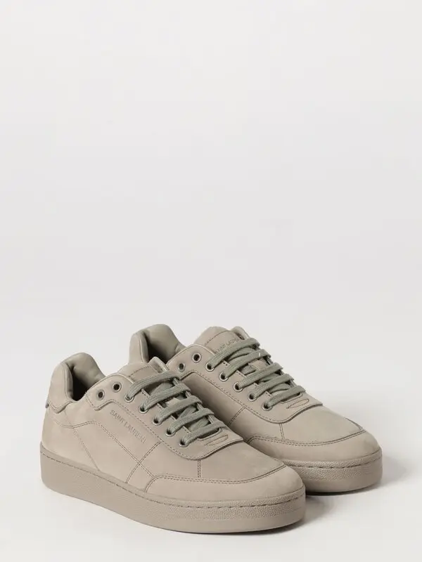 Saint Laurent Sl/61 Low-top Sneakers In Nubuck Leather With Embossed Logo - Gray