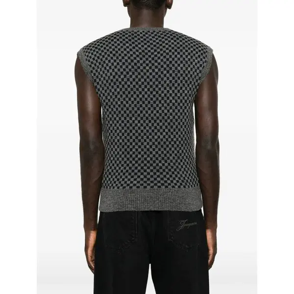 VIVIENNE WESTWOOD Checkerboard Knit Sleeveless Vest - Gray