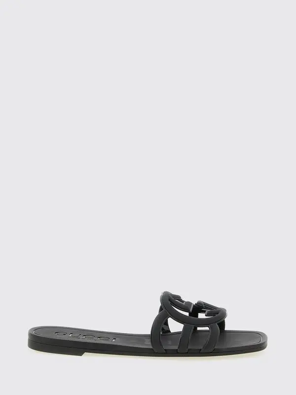 Gucci Gg Monogram Rubber Slippers - Black