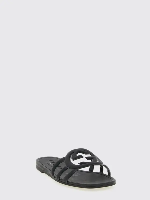 Gucci Gg Monogram Rubber Slippers - Black