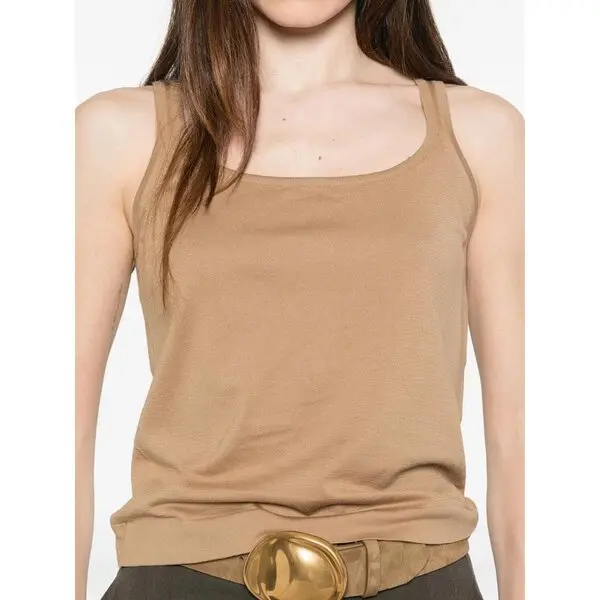Max Mara Cotton Scoop Neck Tank Top - Cream