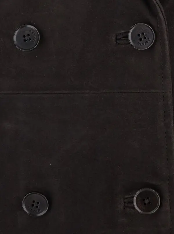 ROTATE BY BIRGER CHRISTENSEN Brown Double-breasted Coat With Wide Lapels In Suede - Multicolor