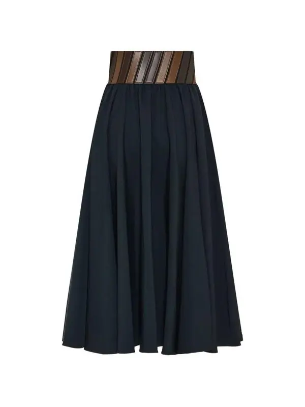 Alaïa Wool Skirt With Leather Inserts